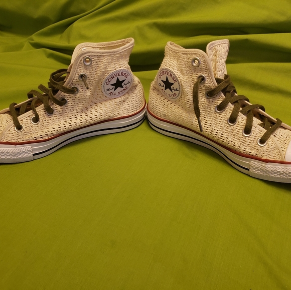 Converse | Shoes | Converse Chuck Taylor Mesh Crochet Cream Hi Top S7 ...